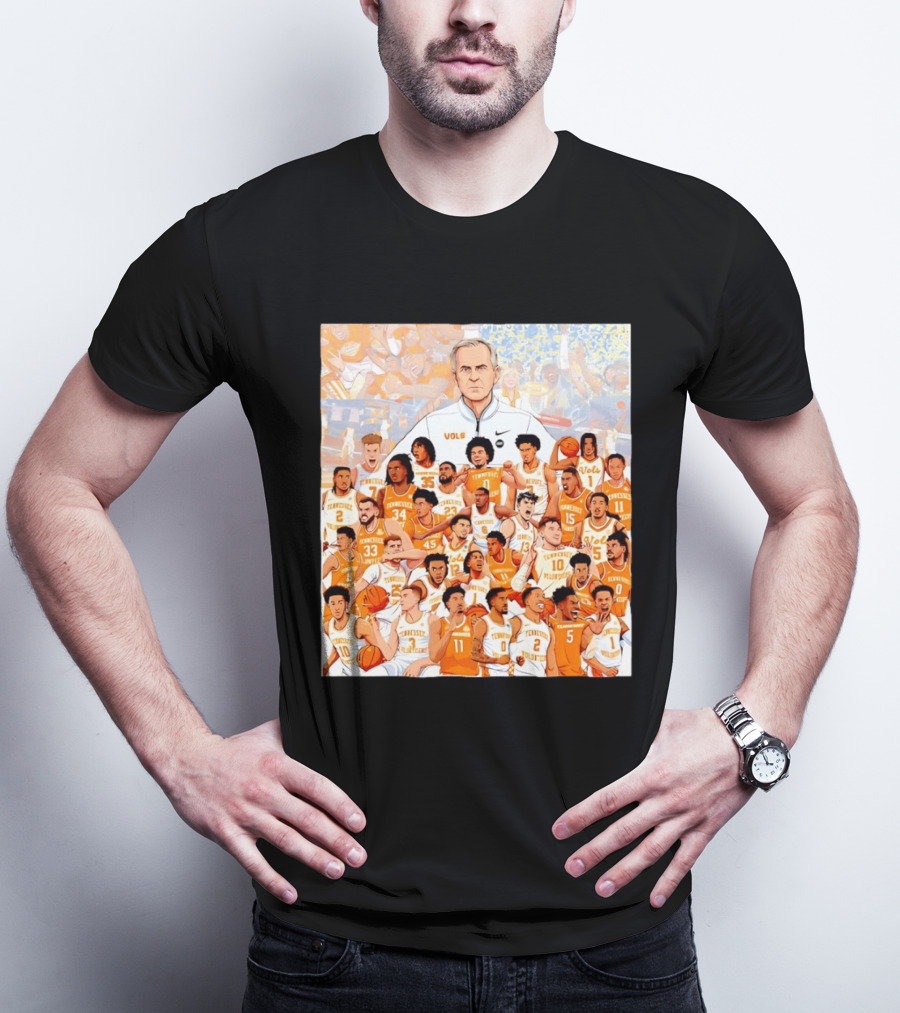 Tennessee Volunteers Basketball Team Illustration Coach Vols Players T-Shirt
