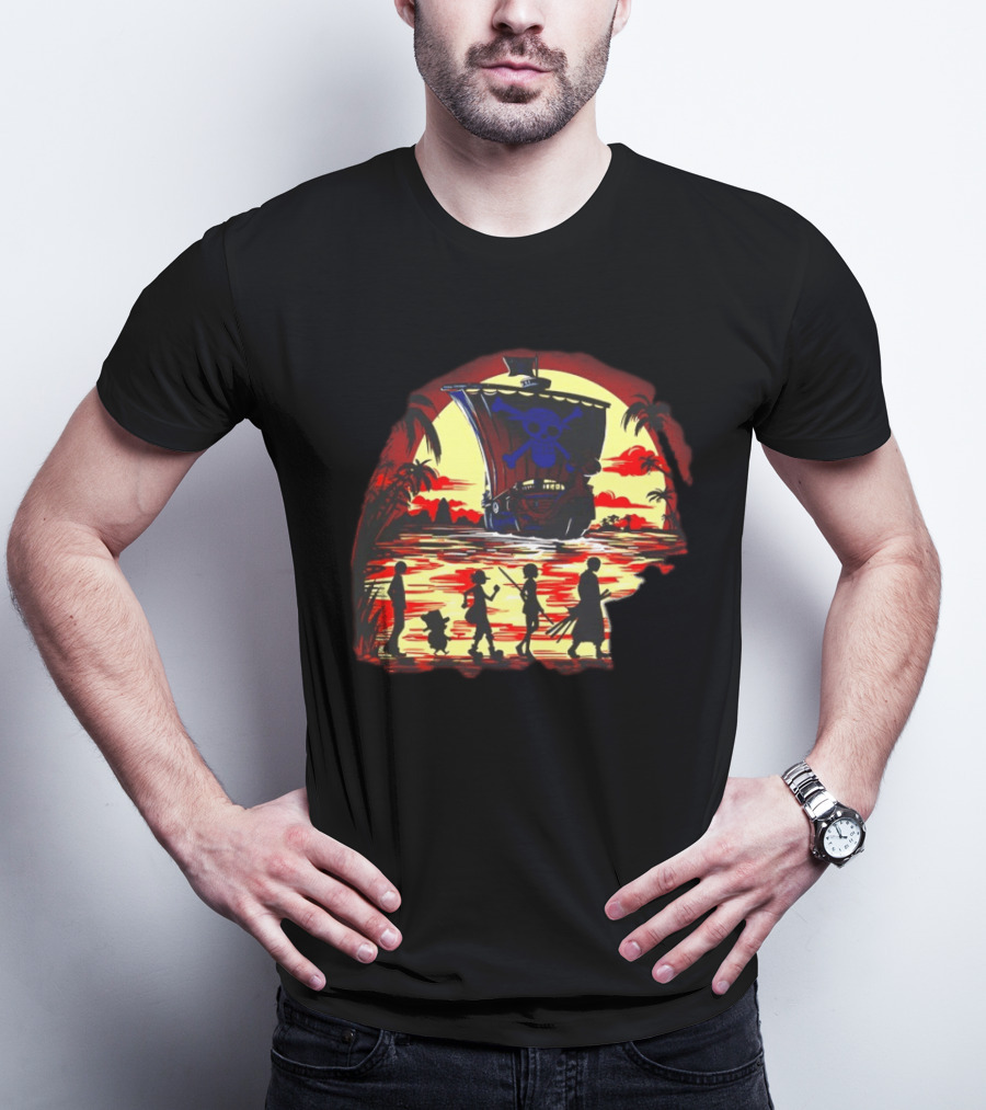 Fellowship Straw Hat Pirates Going Merry Sunset Adventure T-Shirt