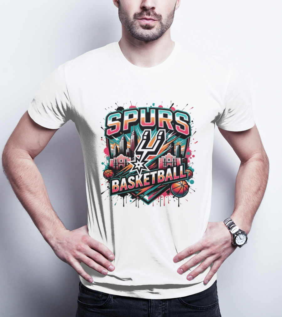 San Antonio Spurs Fiesta Skyline Basketball T-Shirt