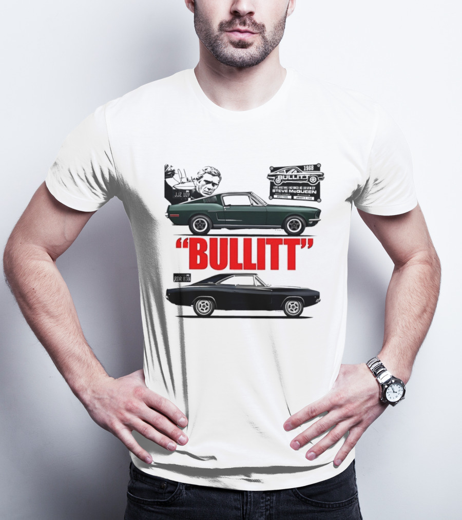 Bullitt 1968 Frank Bullitt Ford Mustang GT Green Highland Dodge Charger T-Shirt