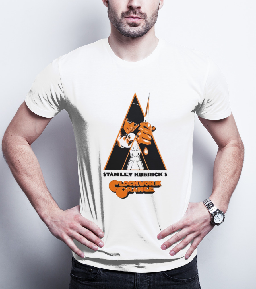 Work Orange Stanley Kubrick Iconic Image With Knife And Triangle T-Shirt