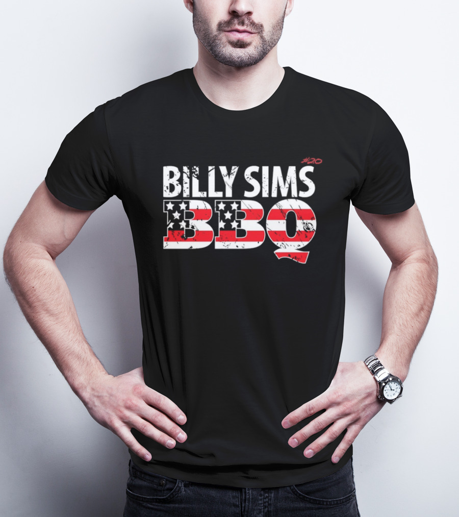 Billy Sims BBQ American Flag Stars And Stripes T-Shirt