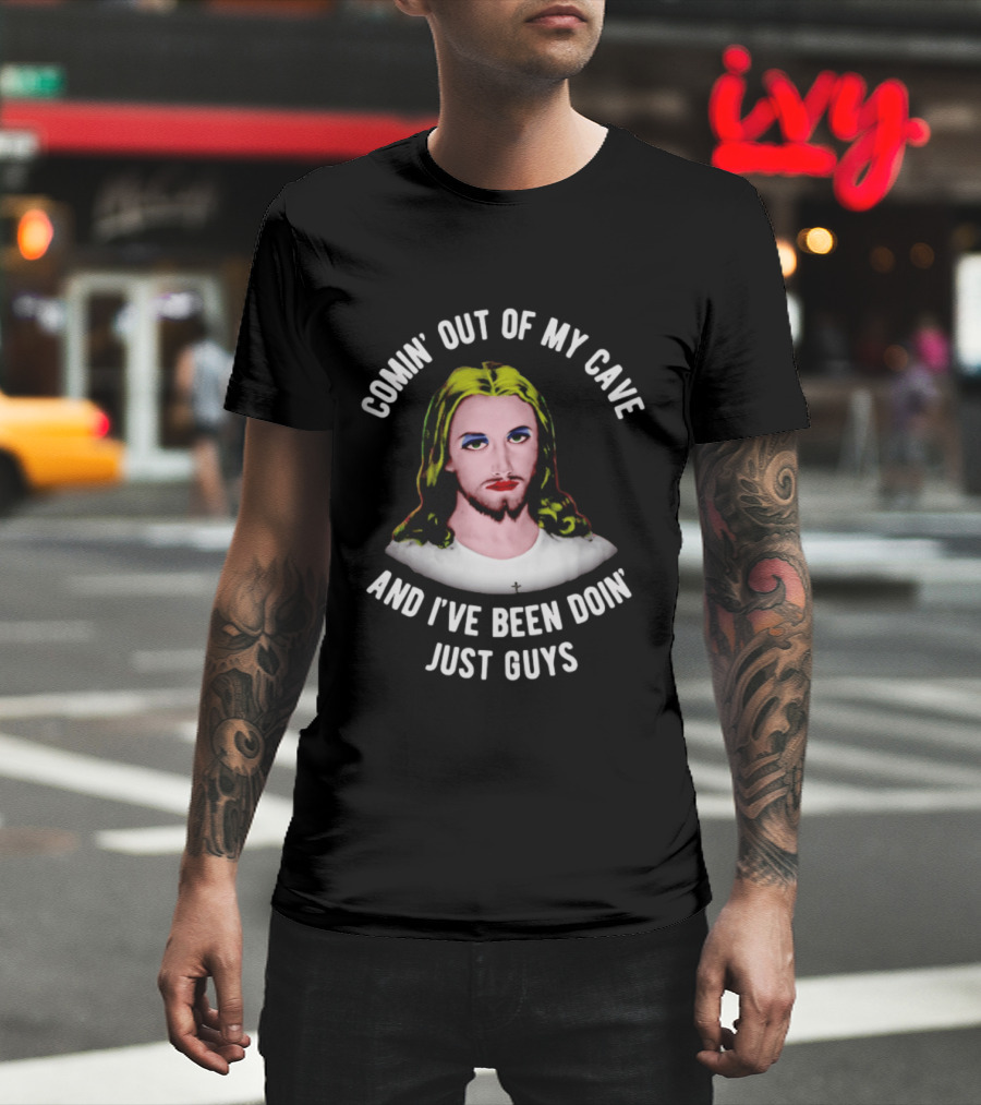 Comin' Out Of My Cave And I've Been Doin' Just Guys Retro Jesus T-Shirt