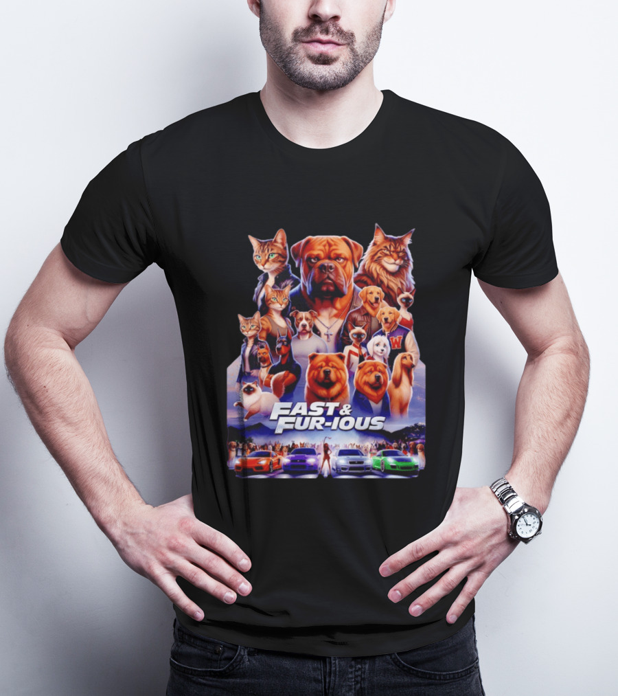 Dogs Cats Fast And Fur Ious Car Racing Pets T-Shirt