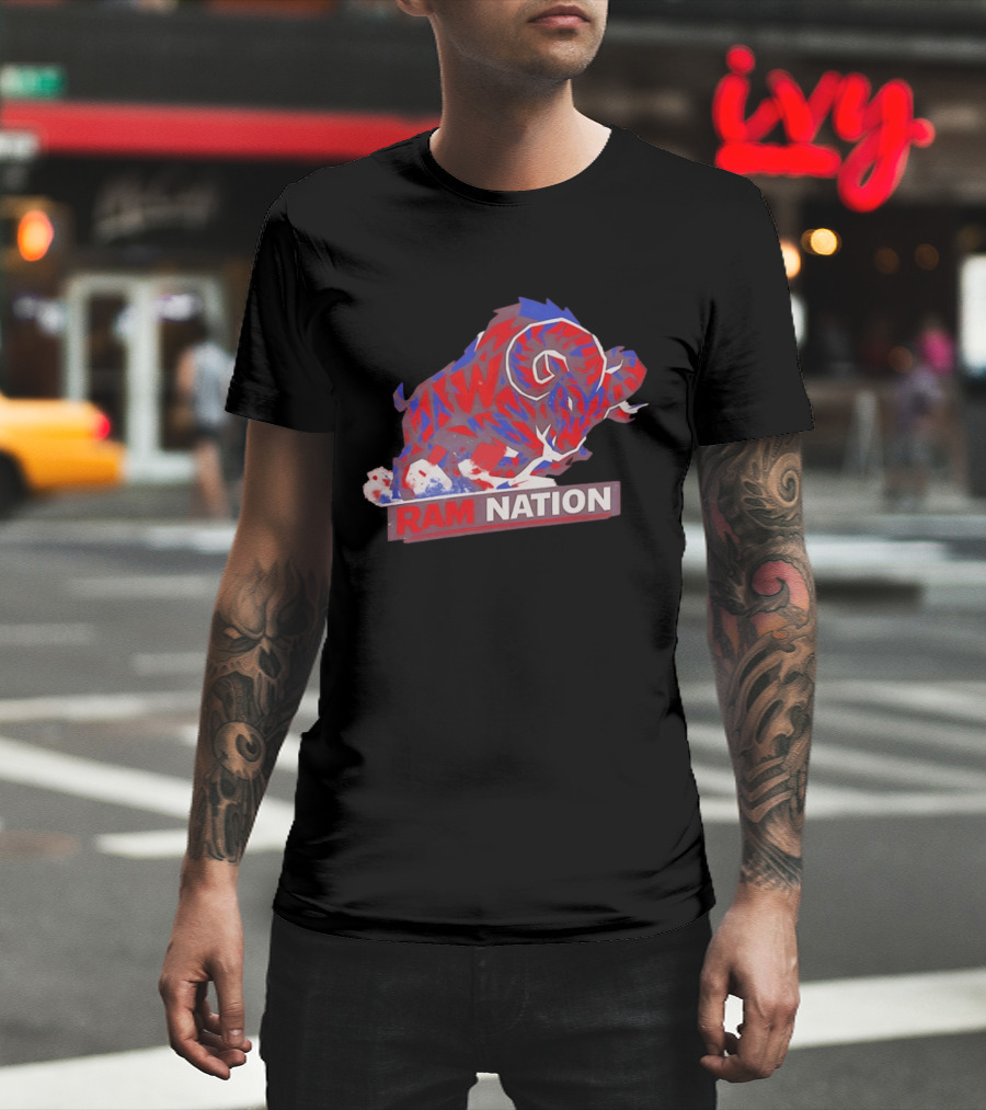 Ram Nation Red Blue Charging Ram T-Shirt