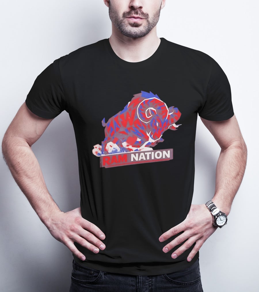 Ram Nation Red Blue Charging Ram T-Shirt