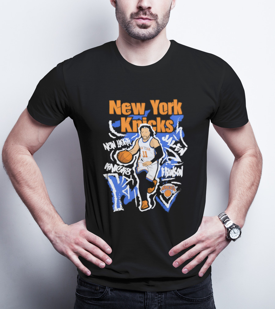 New York Knicks Jalen Brunson 11 Basketball NBA Player Cartoon T-Shirt