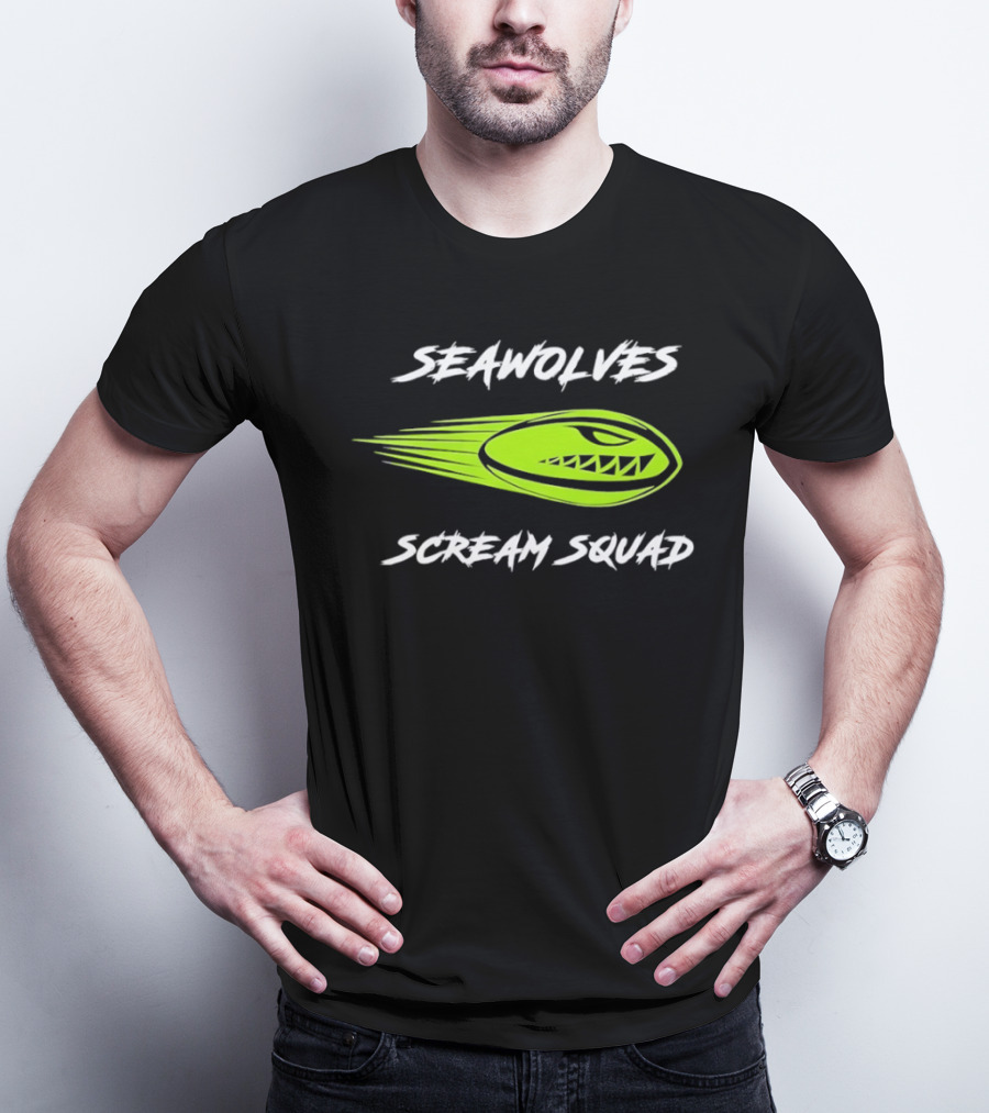 Seawolves Scream Squad Rugby Branding Lime Green Fierce T-Shirt