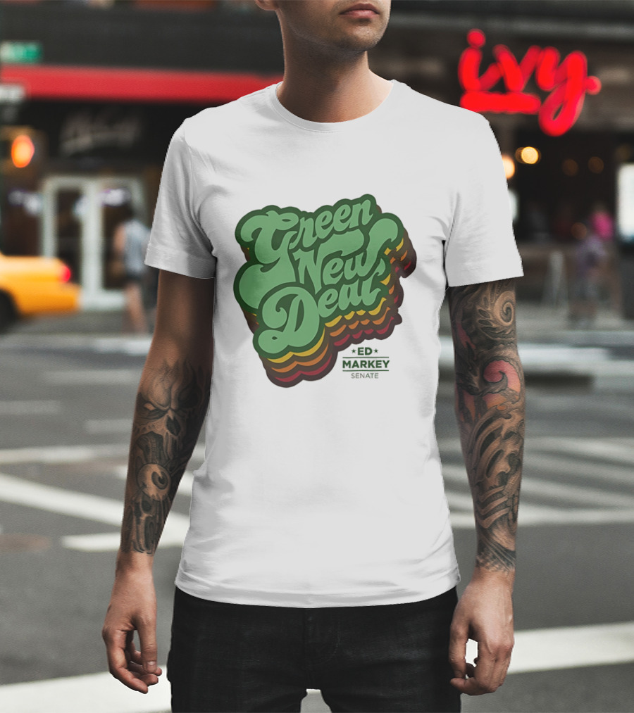 Green New Deal Ed Markey Senate Retro Font T-Shirt
