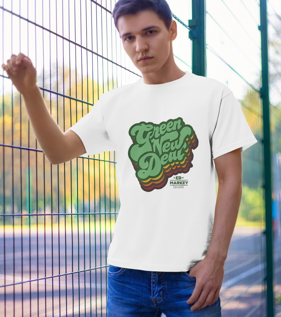 Green New Deal Ed Markey Senate Retro Font T-Shirt
