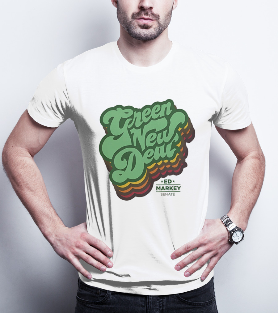 Green New Deal Ed Markey Senate Retro Font T-Shirt