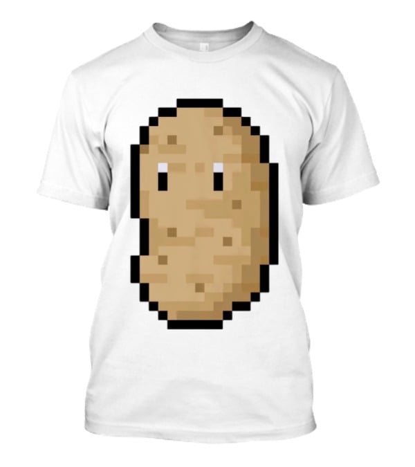 Pixelated Potato Meme Block Style Retro Gaming Humor T-Shirt