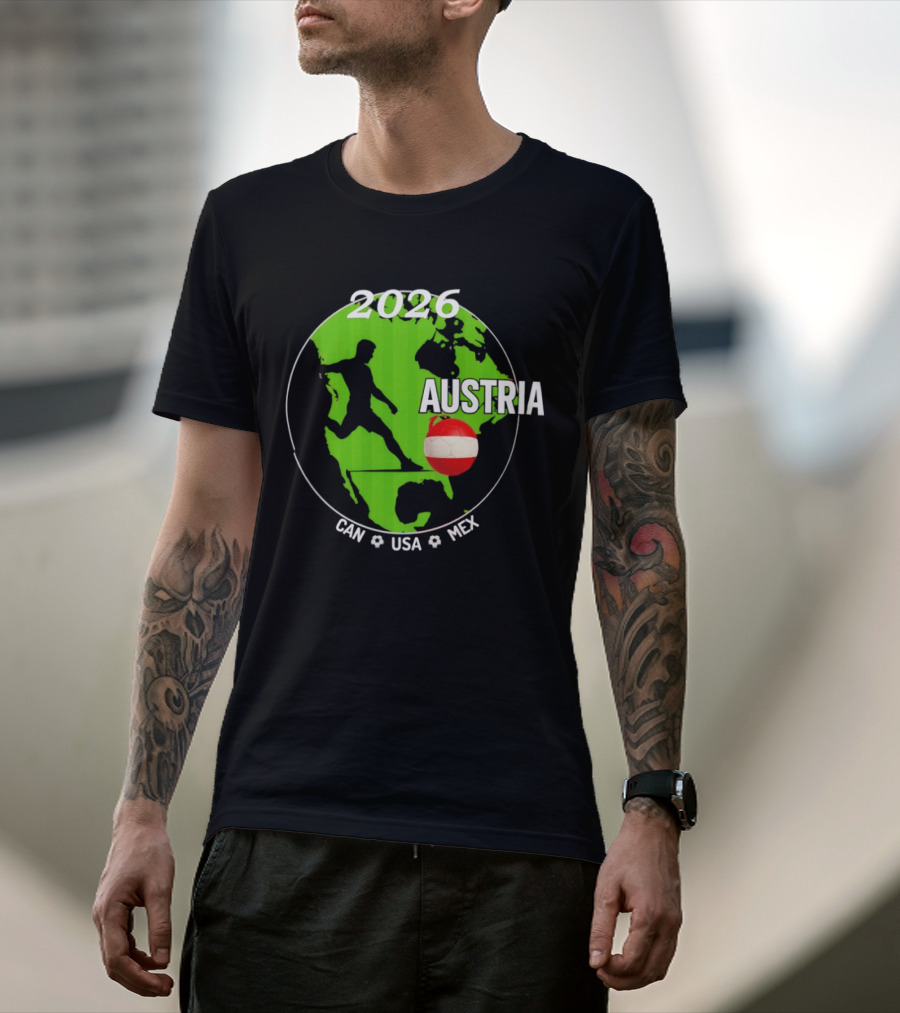 Austria Football 2026 CAN USA MEX World Cup Soccer Map T-Shirt