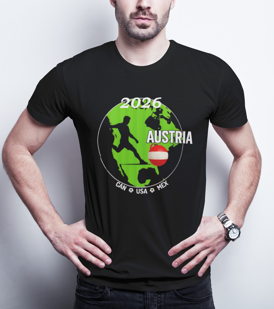 Austria Football 2026 CAN USA MEX World Cup Soccer Map T-Shirt