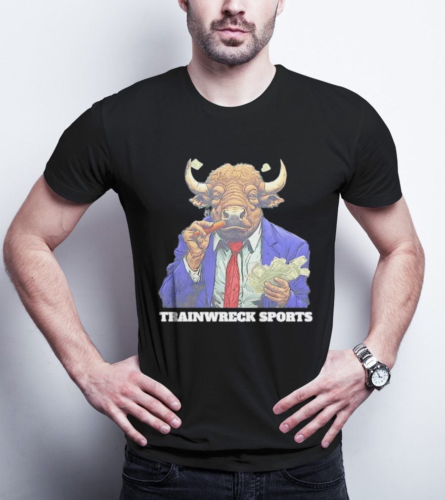 Bison Trainwreck Sports Business Suit Dollar Bills Cigar T-Shirt