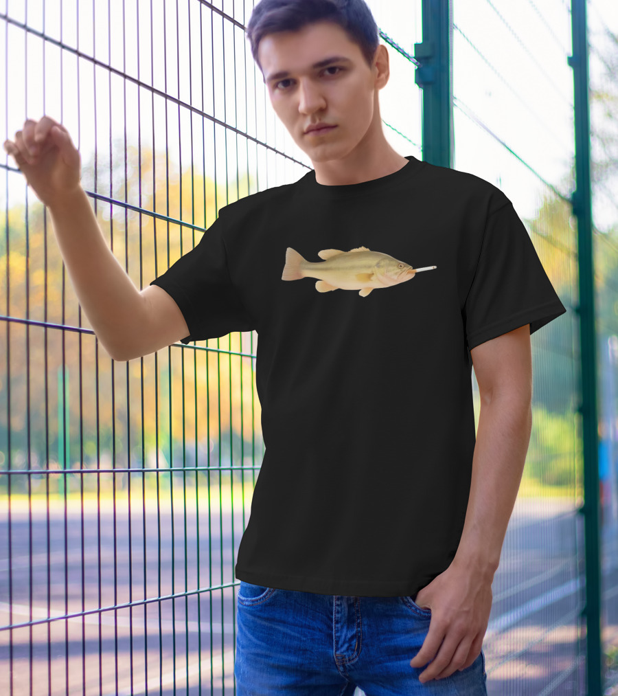 Fish Smoking Cigarette Novelty Humor T-Shirt