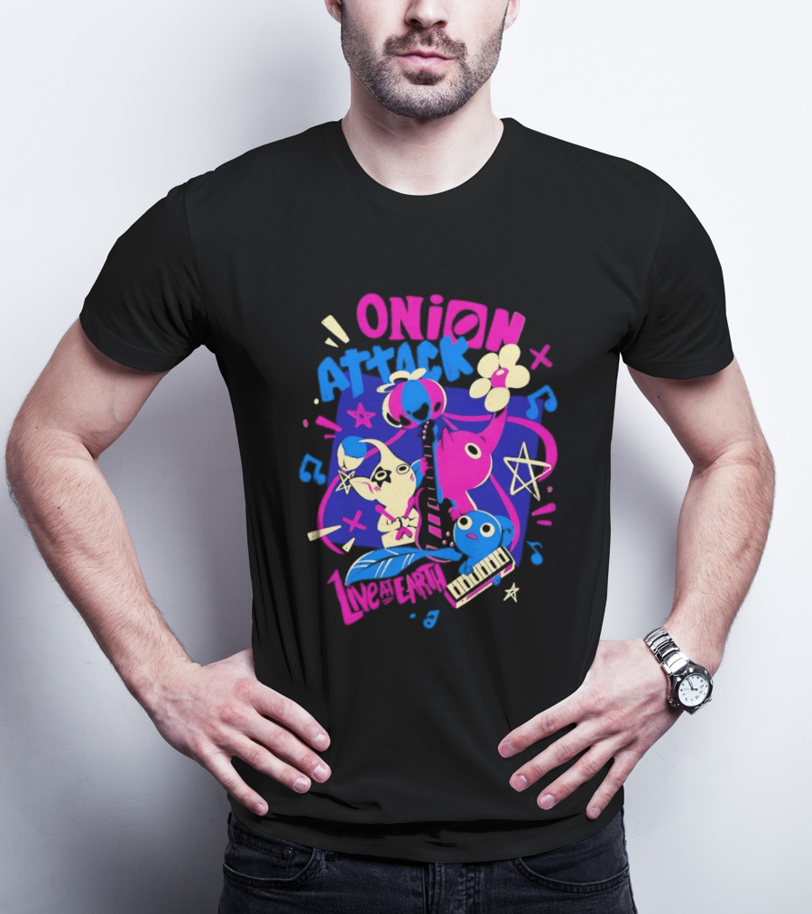 Onion Attack Live At Earth Pikmin Music Themed Concept T-Shirt