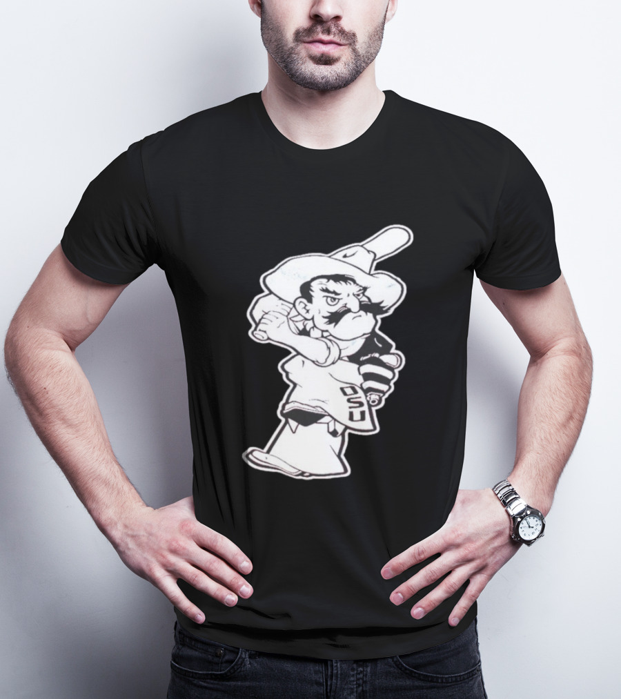 Pistol Pete Pitching OSU Cowboy Baseball T-Shirt