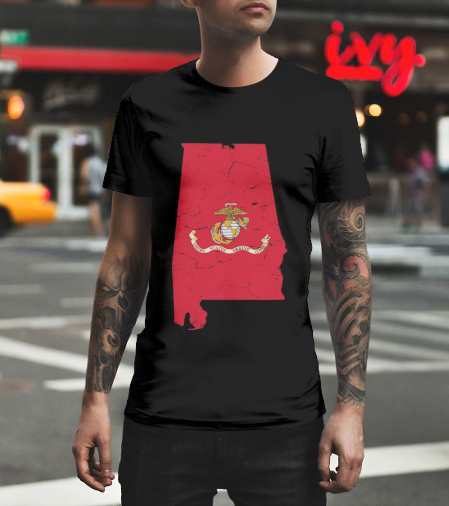 United States Marine Corps Alabama Emblem Map T-Shirt