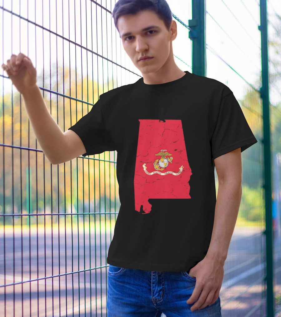 United States Marine Corps Alabama Emblem Map T-Shirt