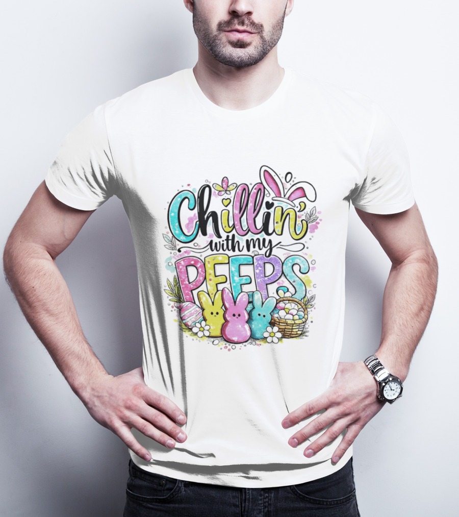 Chillin With My Peeps Easter Bunny Pastel T-Shirt