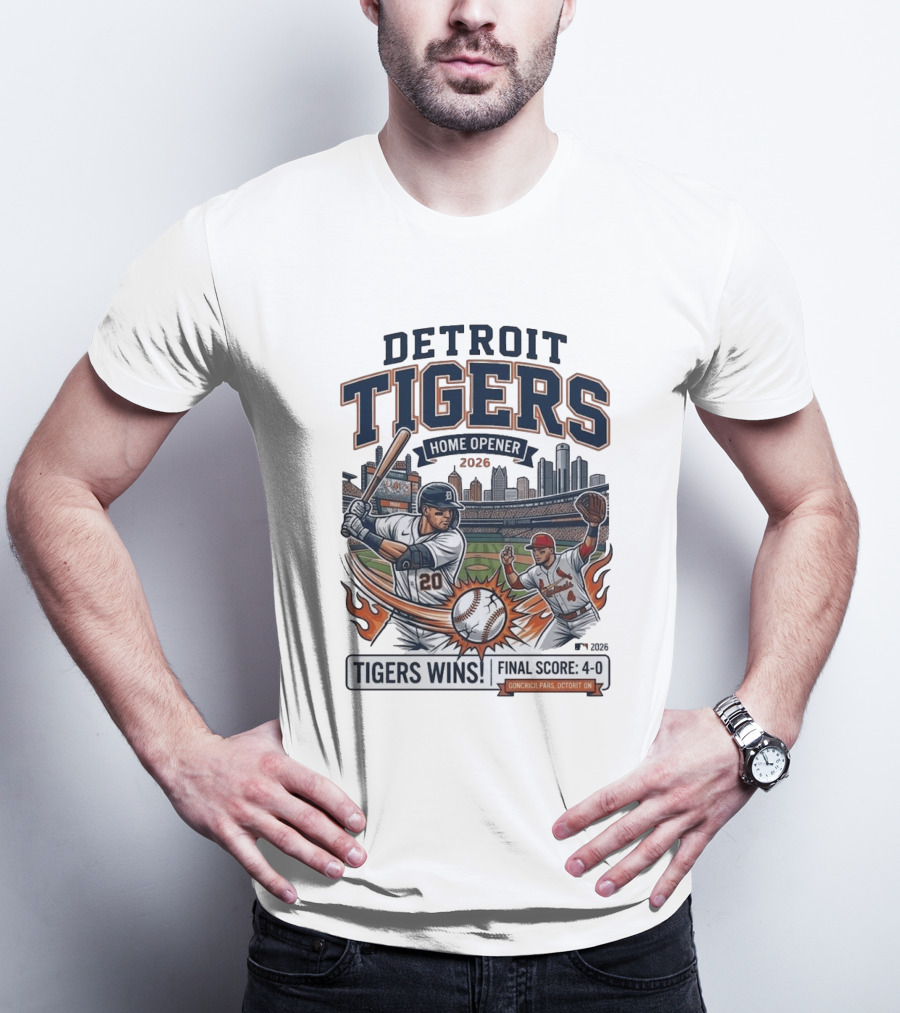 Detroit Tigers Home Opener 2026 Cardinals Final Score 4 0 T-Shirt