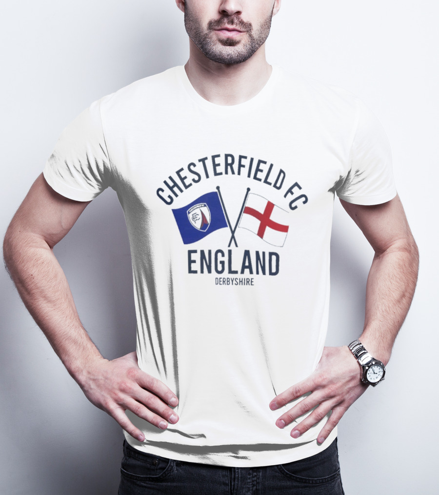 Chesterfield FC England Derbyshire Crossed Flags T-Shirt