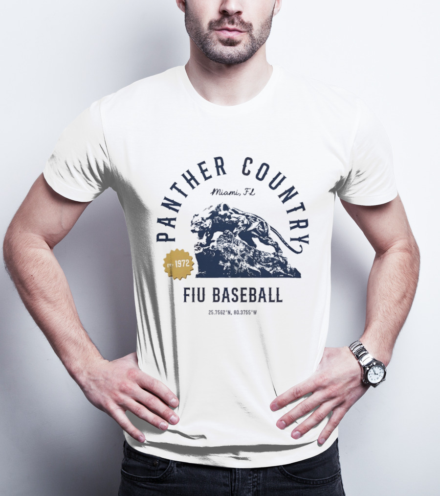 Panther Country FIU Baseball Miami FL 1972 Coordinates T-Shirt