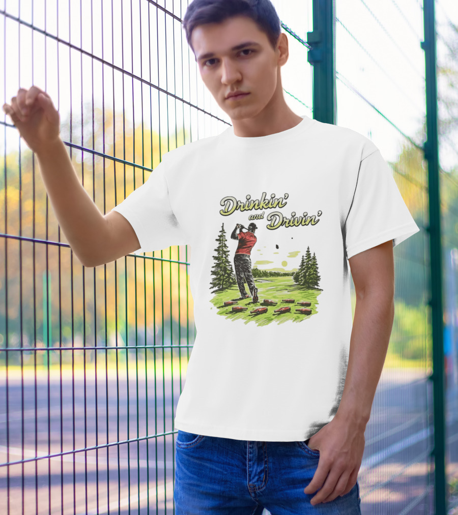 Drinkin' And Drivin' Golfer With Bottles On Golf Course T-Shirt
