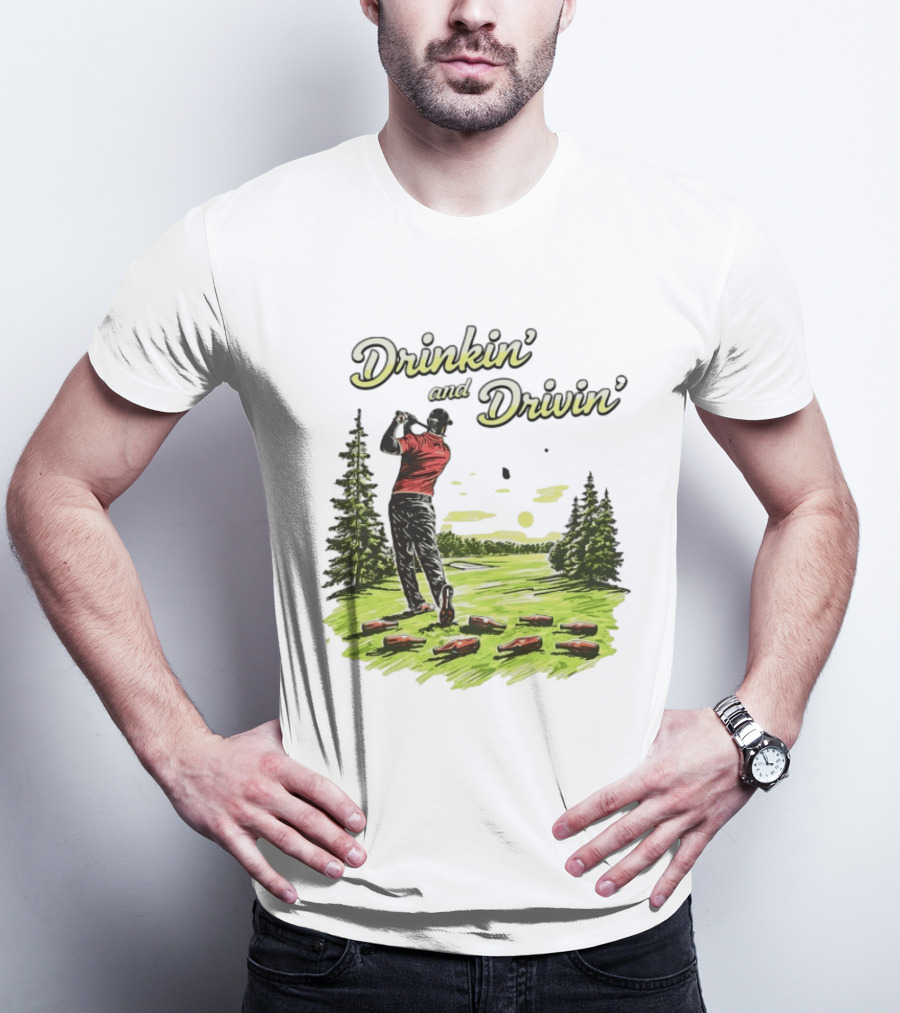 Drinkin' And Drivin' Golfer With Bottles On Golf Course T-Shirt