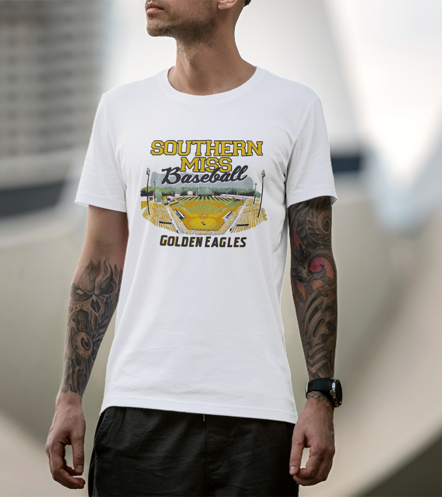 Southern Miss Baseball Golden Eagles Stadium Scene T-Shirt