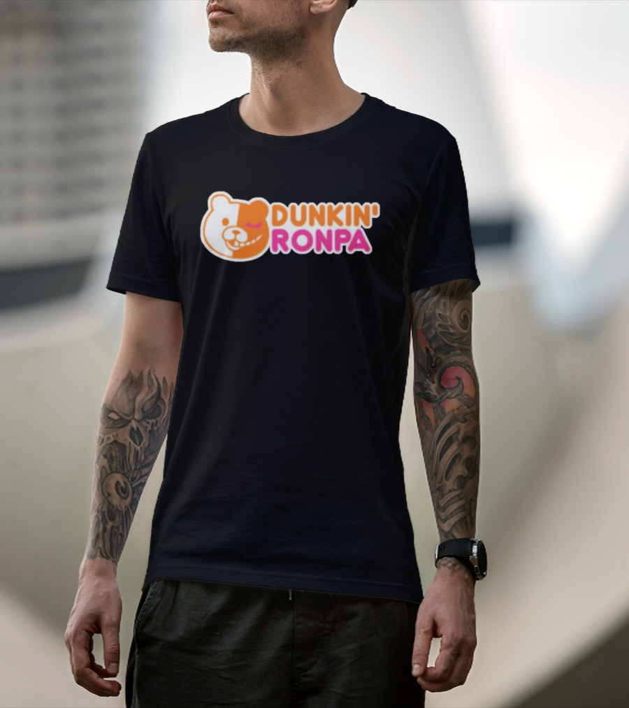 Dunkin' Ronpa Bear Face Graphic Brian Beacock T-Shirt