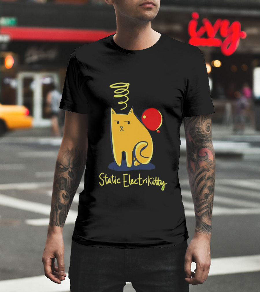 Static Electricity Cat Balloon Fun T-Shirt