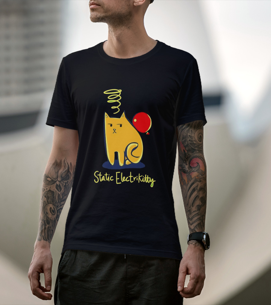 Static Electricity Cat Balloon Fun T-Shirt