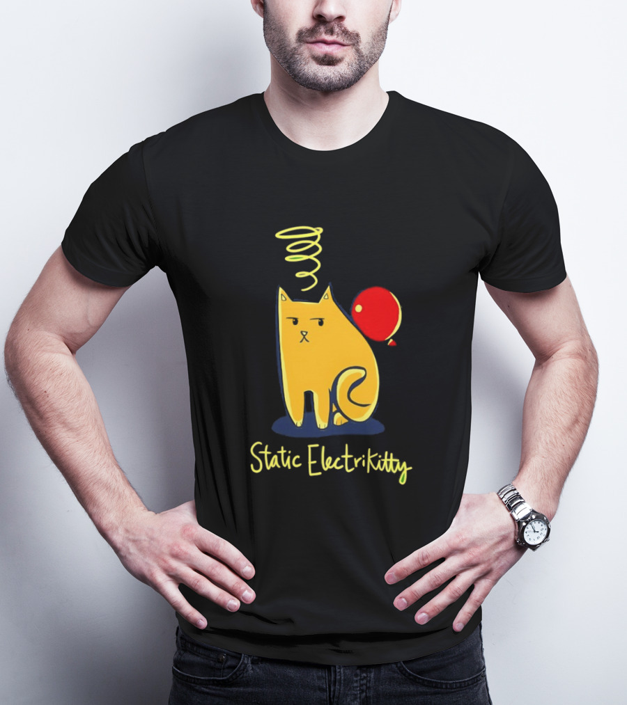 Static Electricity Cat Balloon Fun T-Shirt
