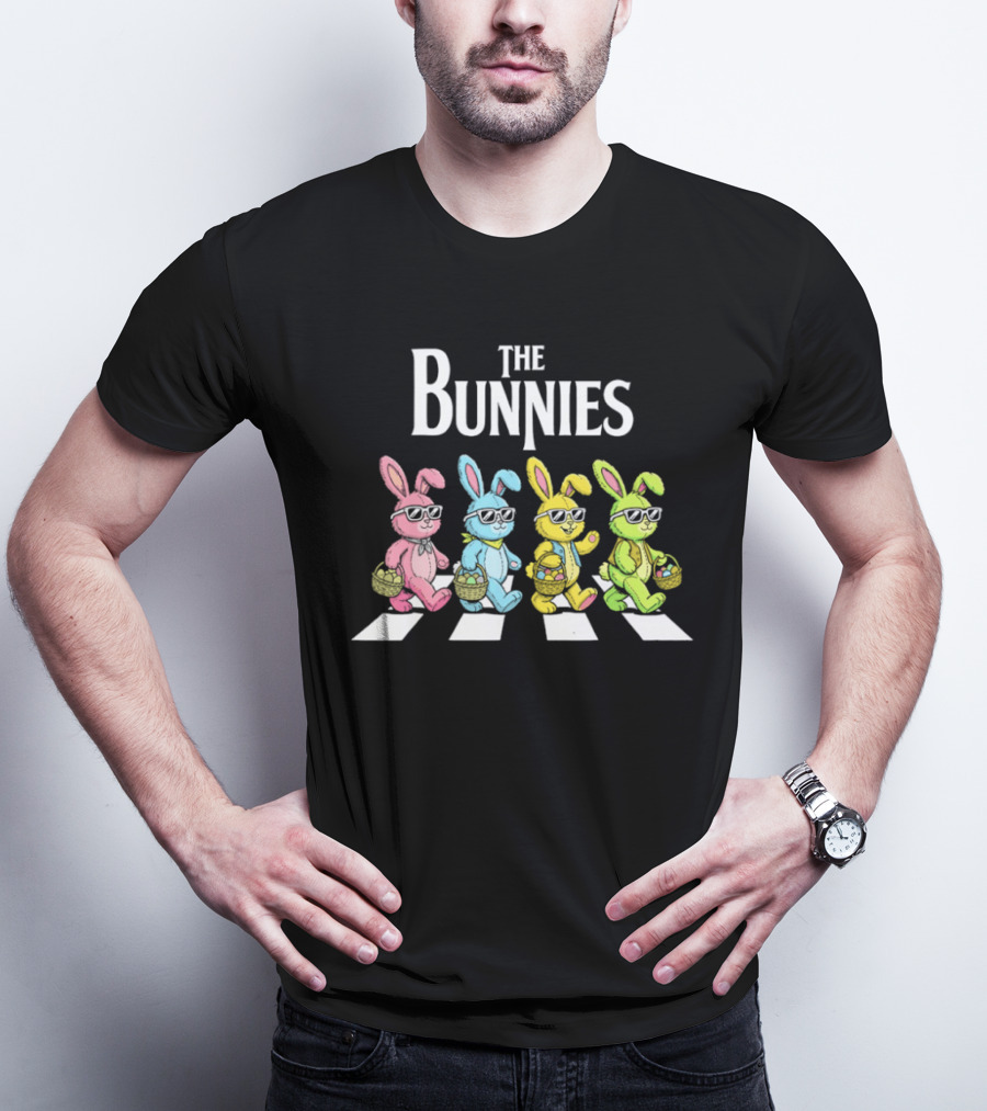 The Bunnies Walking Across Abbey Road In Colorful Sunglasses T-Shirt