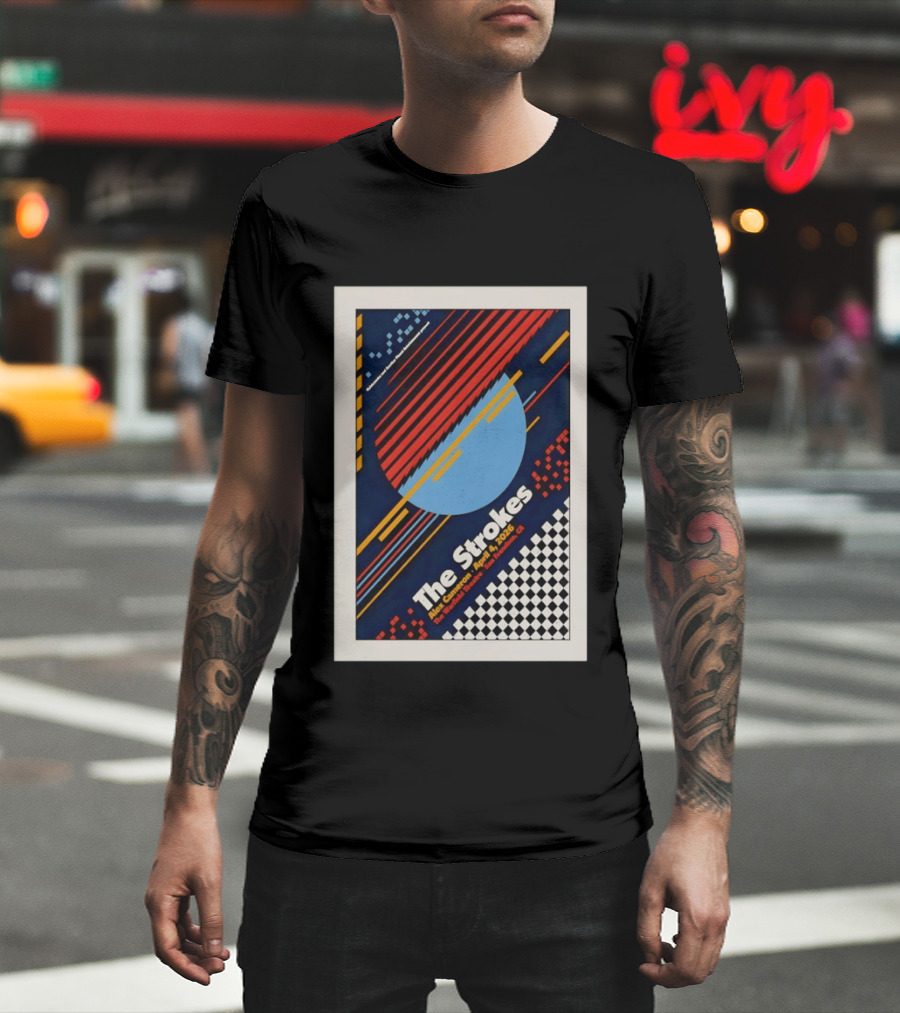 The Strokes Alex Cameron April 4 2026 San Francisco CA Checkerboard Stripes T-Shirt