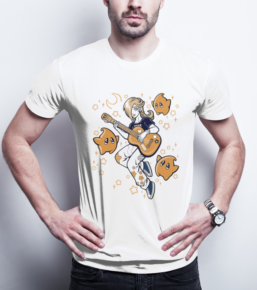 Rosalina And Lumalee Acoustic Remix Guitar Stars And Moons T-Shirt