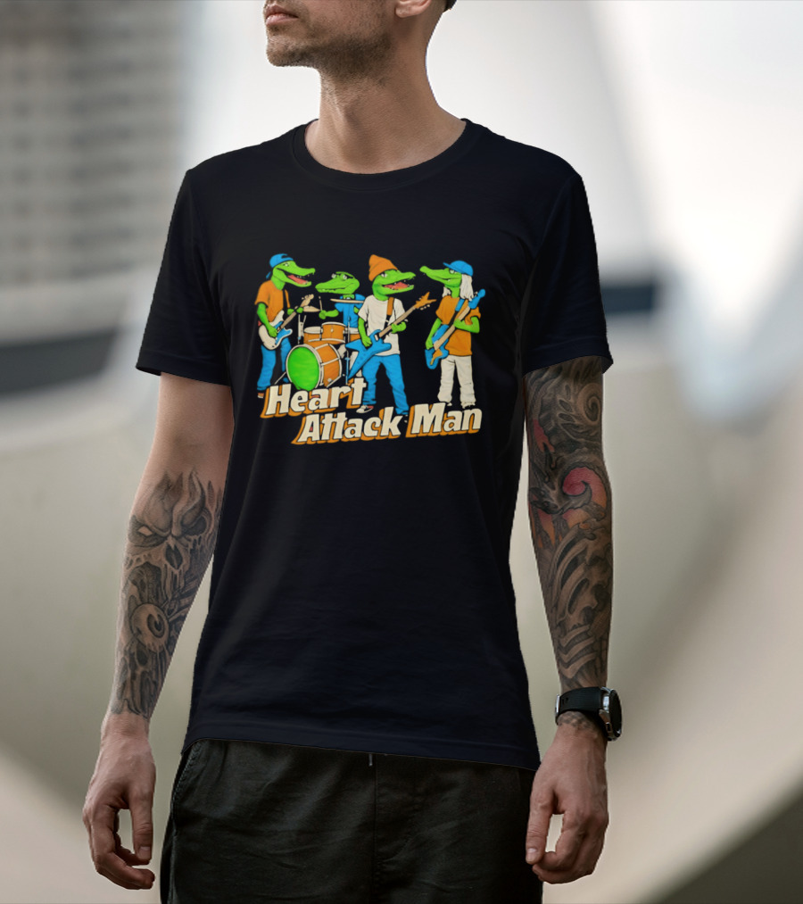 Heart Attack Man Gator Band Playing Music T-Shirt