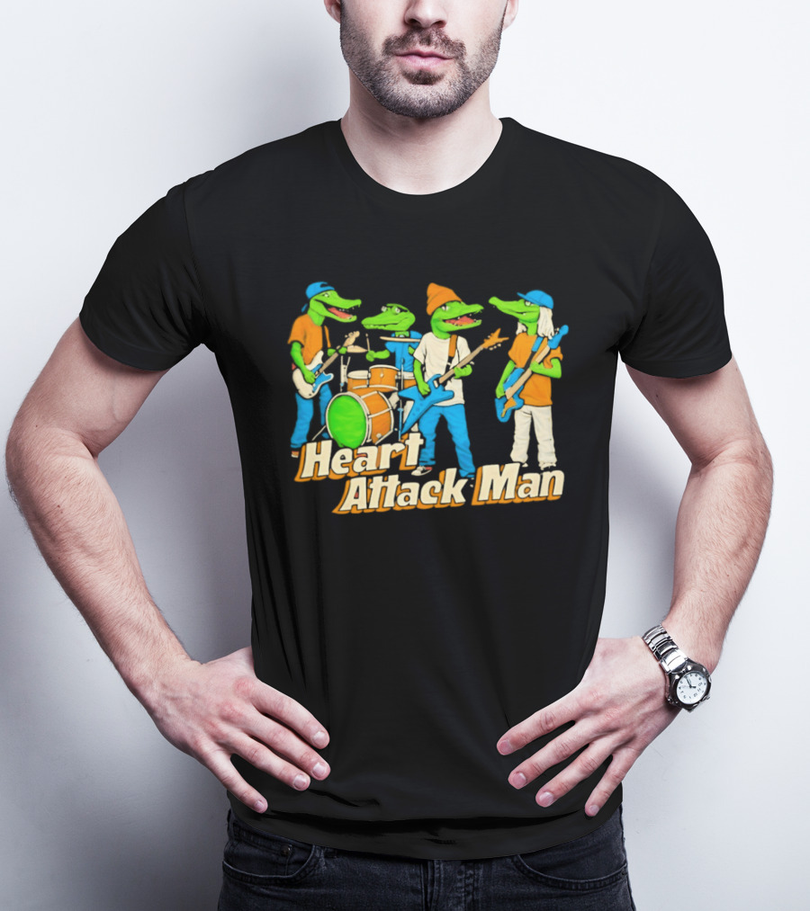 Heart Attack Man Gator Band Playing Music T-Shirt