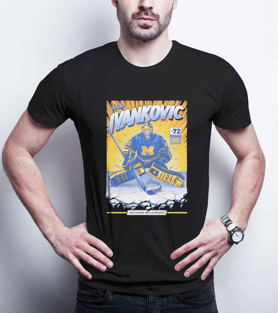 Jack Ivankovic Michigan Wolverines Hockey No 72 Goaltender 2026 T-Shirt