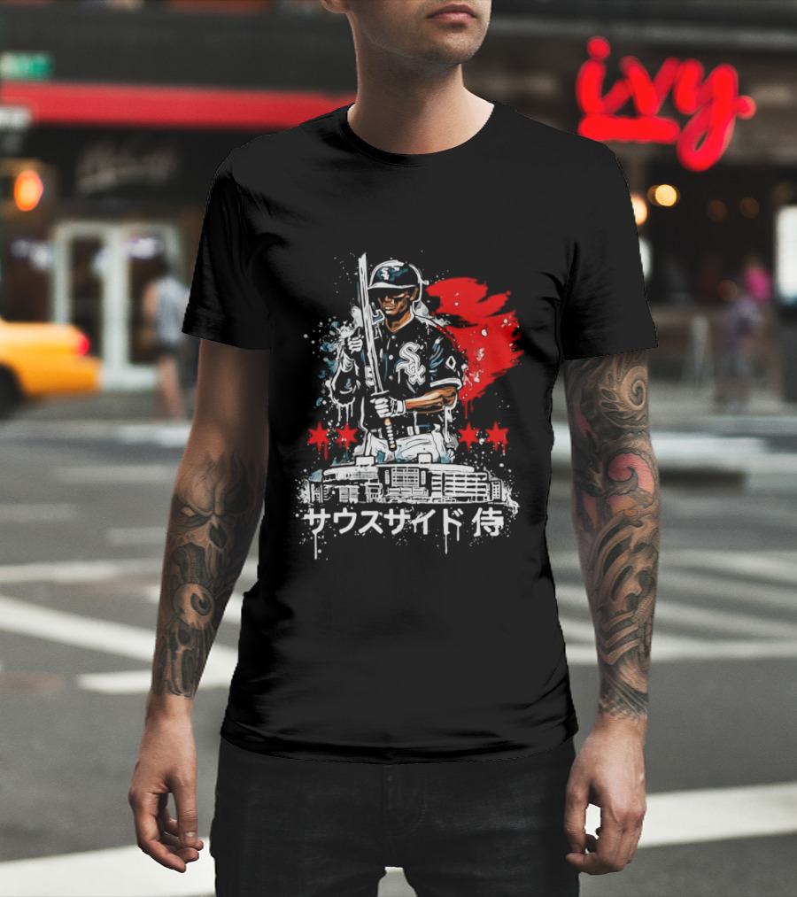 Southside Samurai Chicago White Sox Baseball Japanese Art Stadium Batting Samurai T-Shirt