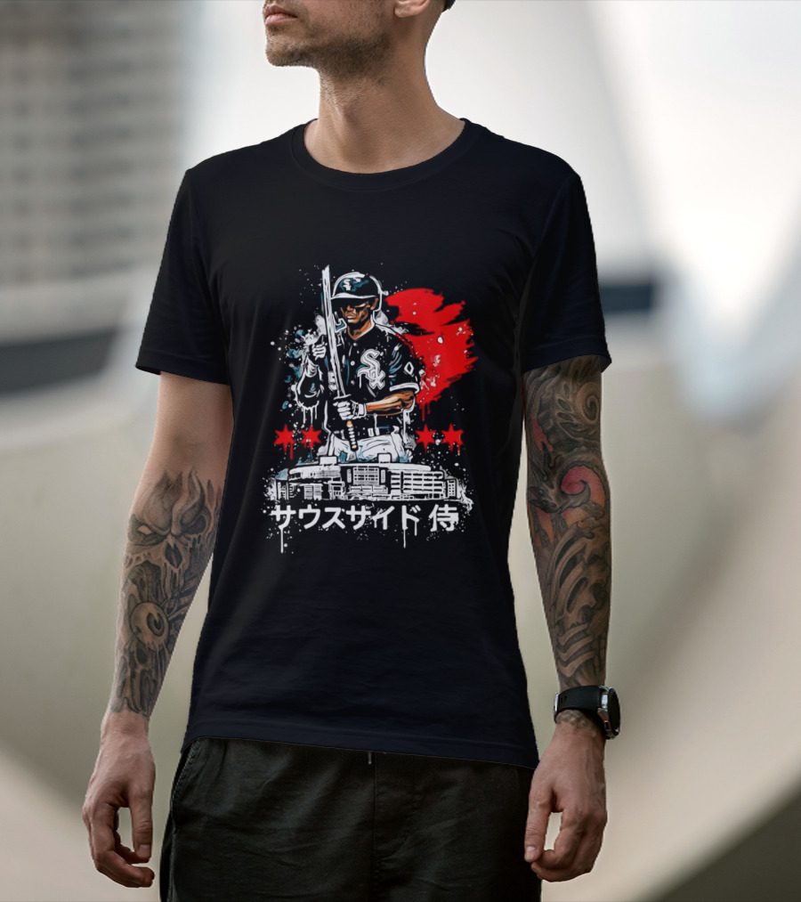 Southside Samurai Chicago White Sox Baseball Japanese Art Stadium Batting Samurai T-Shirt