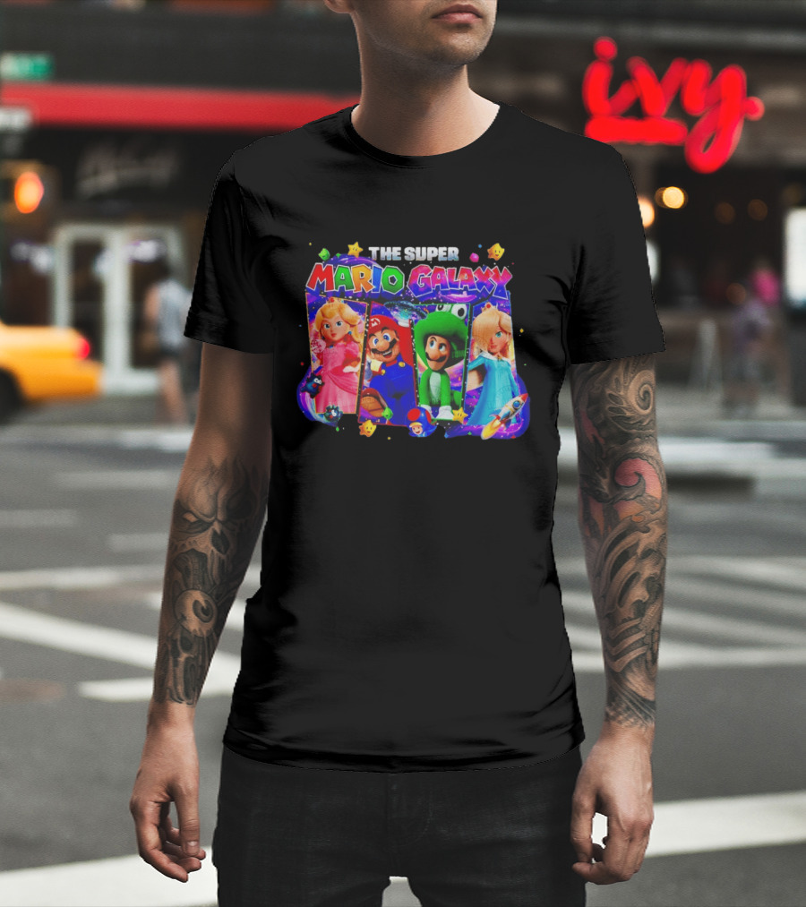 The Super Mario Galaxy Movie Characters Gamer Space Adventure T-Shirt