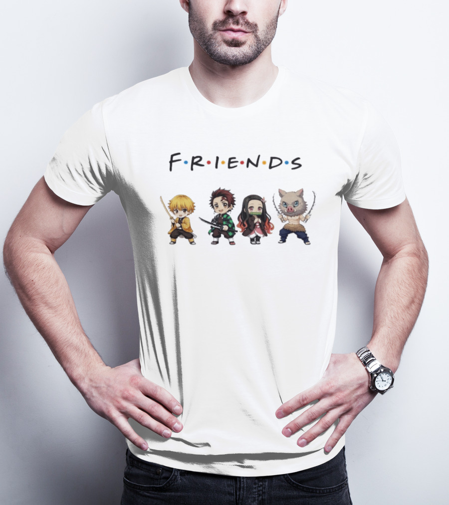 Demon Slayer Chibi Friends Characters Anime Series Characters T-Shirt