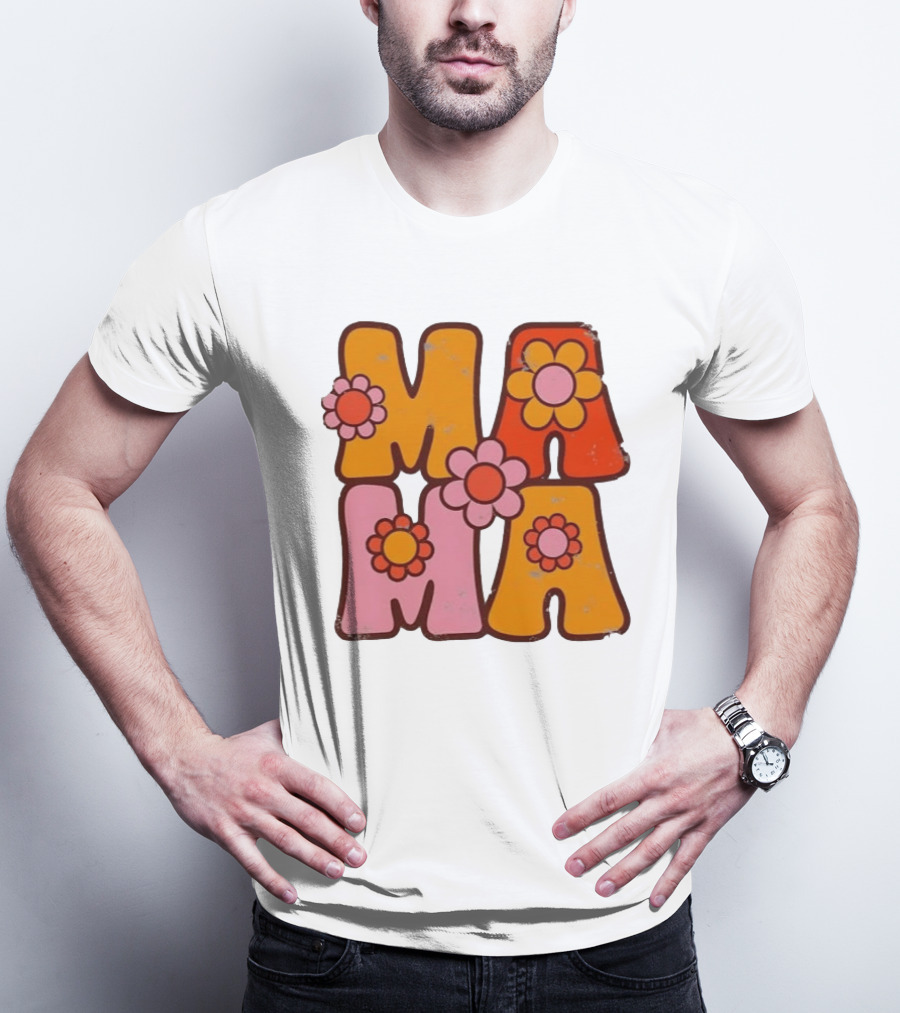 Mama Flower Power Retro Mother's Day Vintage Florals T-Shirt