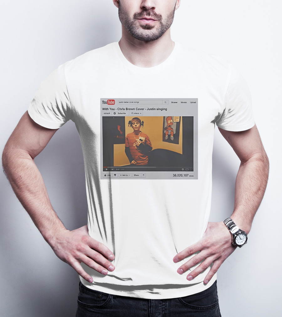 With You Chris Brown Cover Justin Singing YouTube Interface 38,020,167 Views T-Shirt