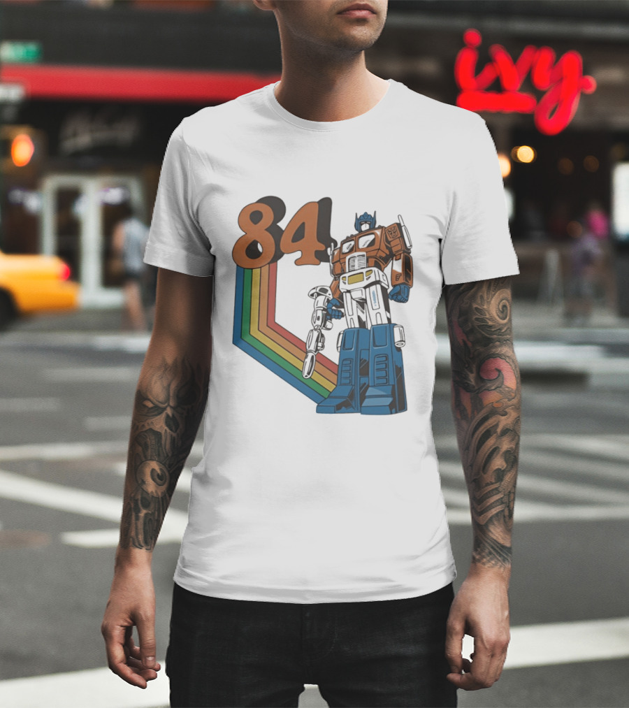 Optimus Prime 84 Retro Transformers Rainbow T-Shirt