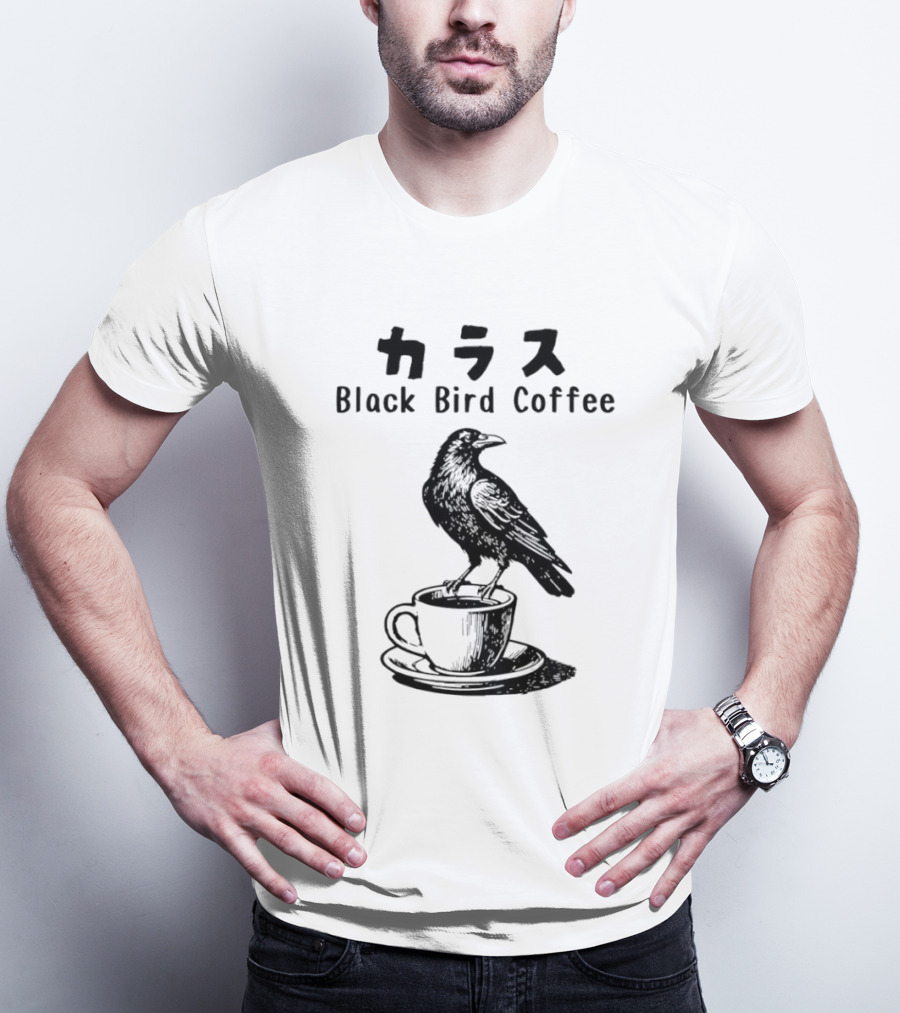 Black Bird Coffee Raven Blackbird Coffee Break Meme T-Shirt