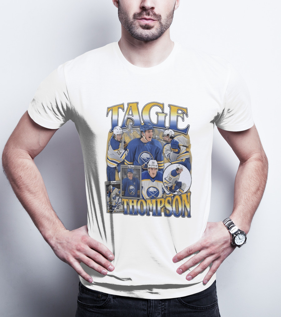 Tage Thompson 72 Buffalo Sabres Ice Hockey Player Action Collage T-Shirt